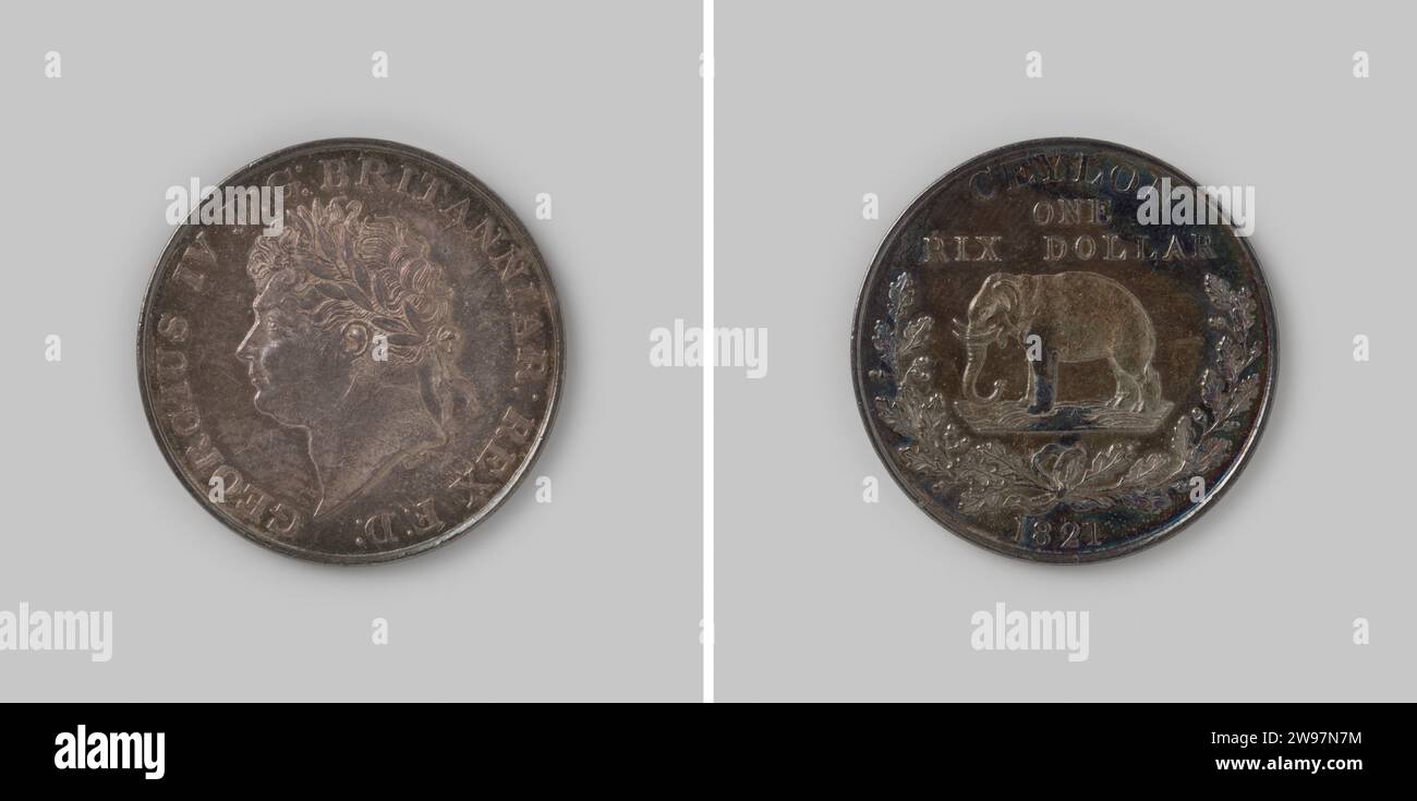 Rixdollar by Sri Lanka, Ceylon in the name of King George IV, 1821 ...
