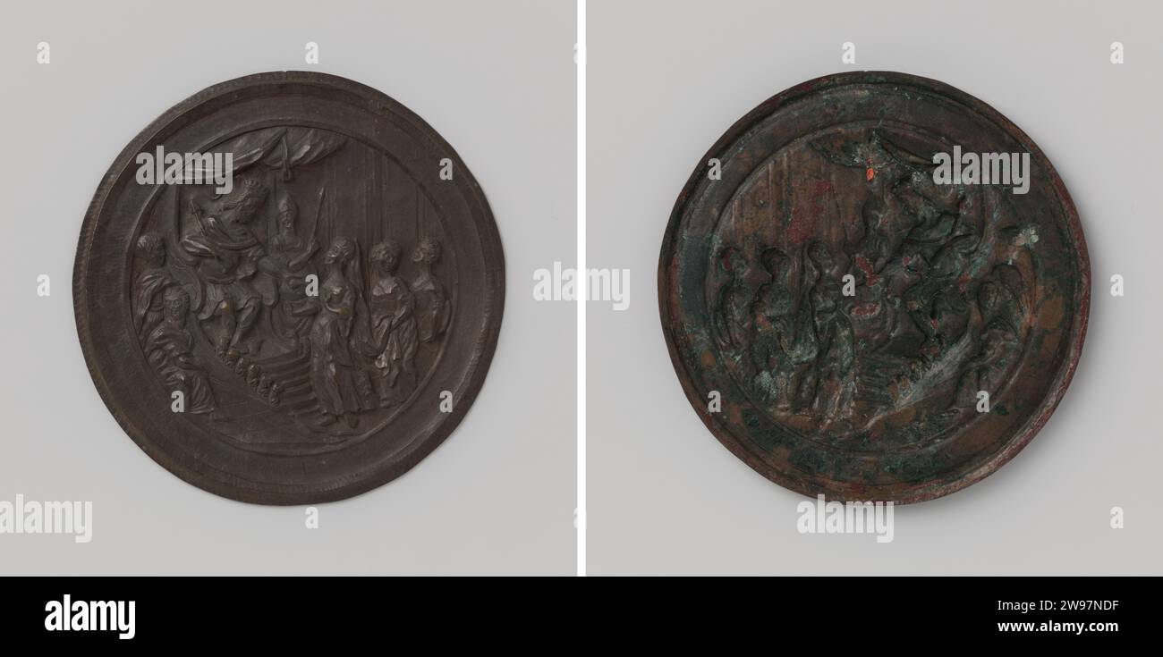 Lid of a snuff box, Salomon receives the queen of Sheba, Anonymous, c ...