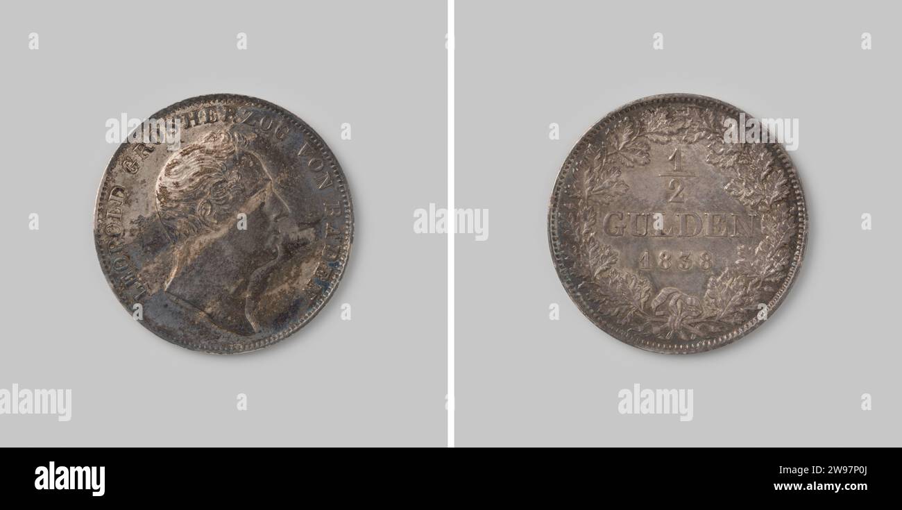 ½ guilders from the Grand Duchy of Baden van Leopold, 1838 ,, 1838 coin ...