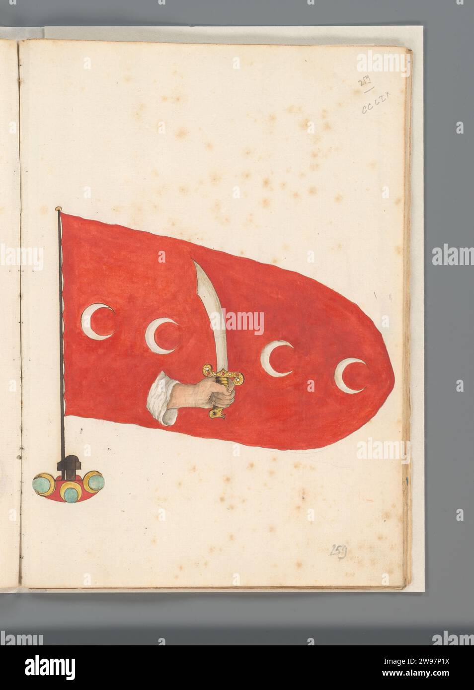Flag of a North African state, Anonymous, 1667 - 1670 drawing Flag of a ...