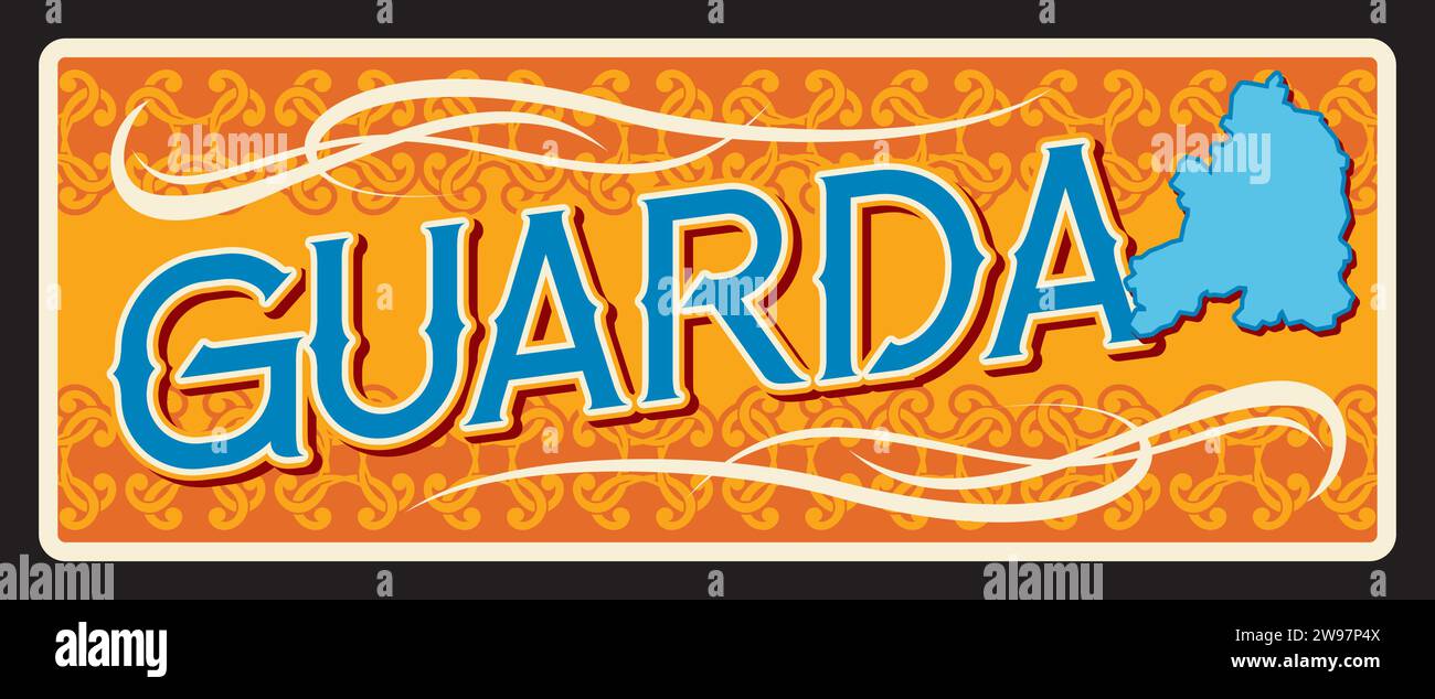 Guarda district, city and municipality in Portugal. Vector travel plate ...