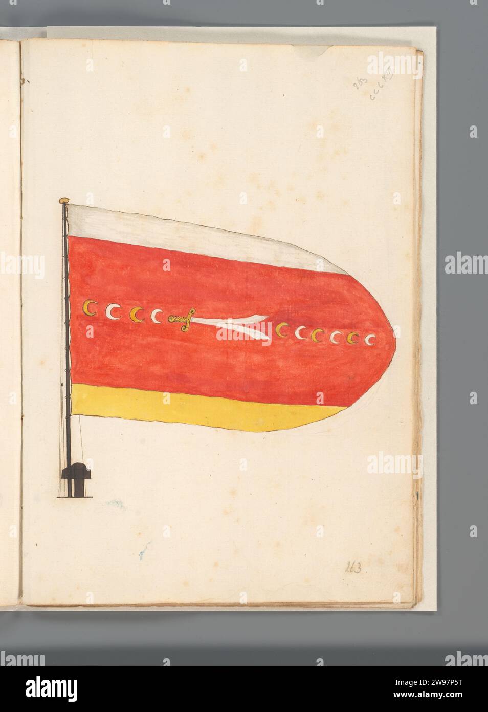 Flag of a North African state, Anonymous, 1667 - 1670 drawing Flag of a ...