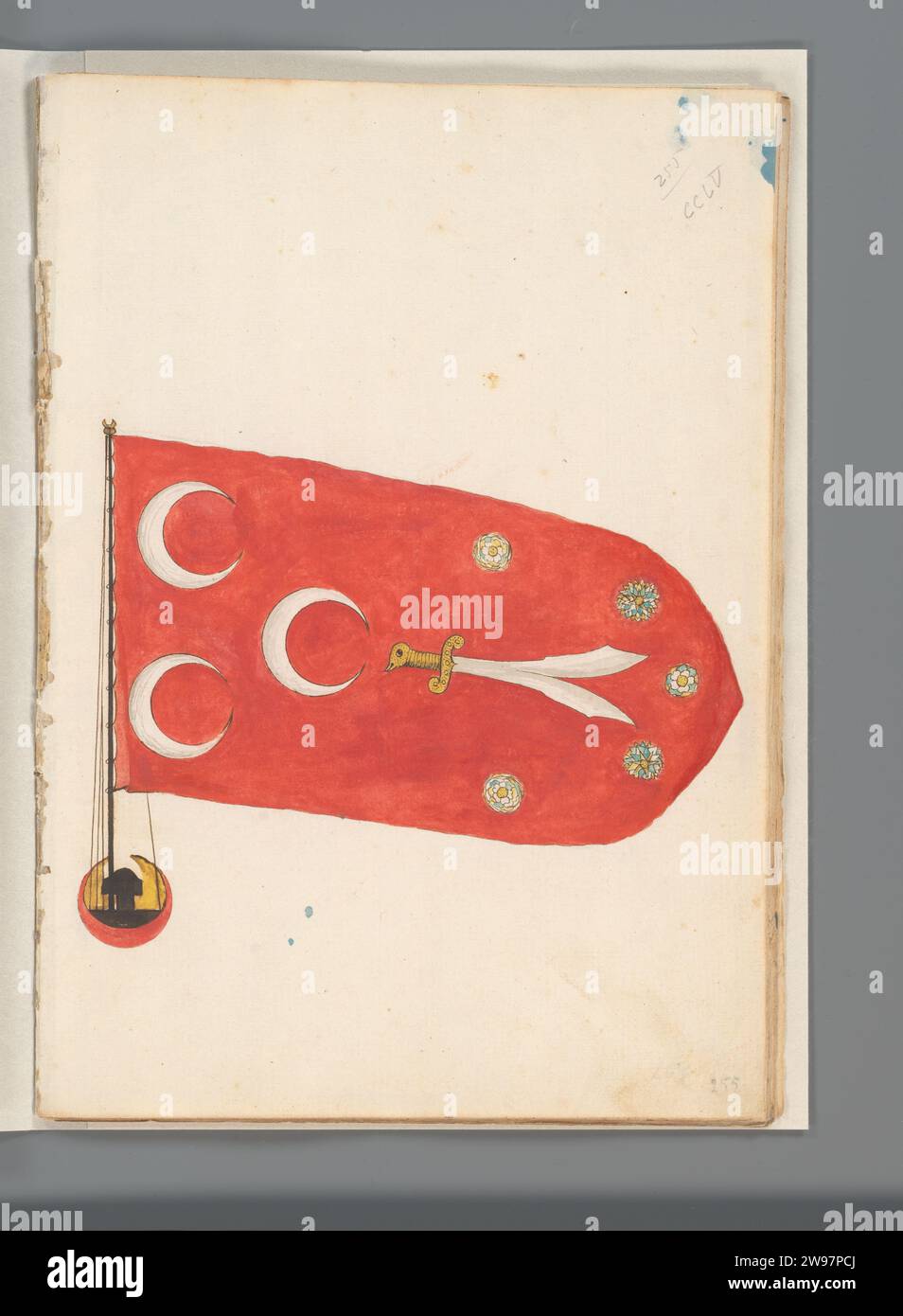 Flag of a North African state, Anonymous, 1667 - 1670 drawing Flag of a ...