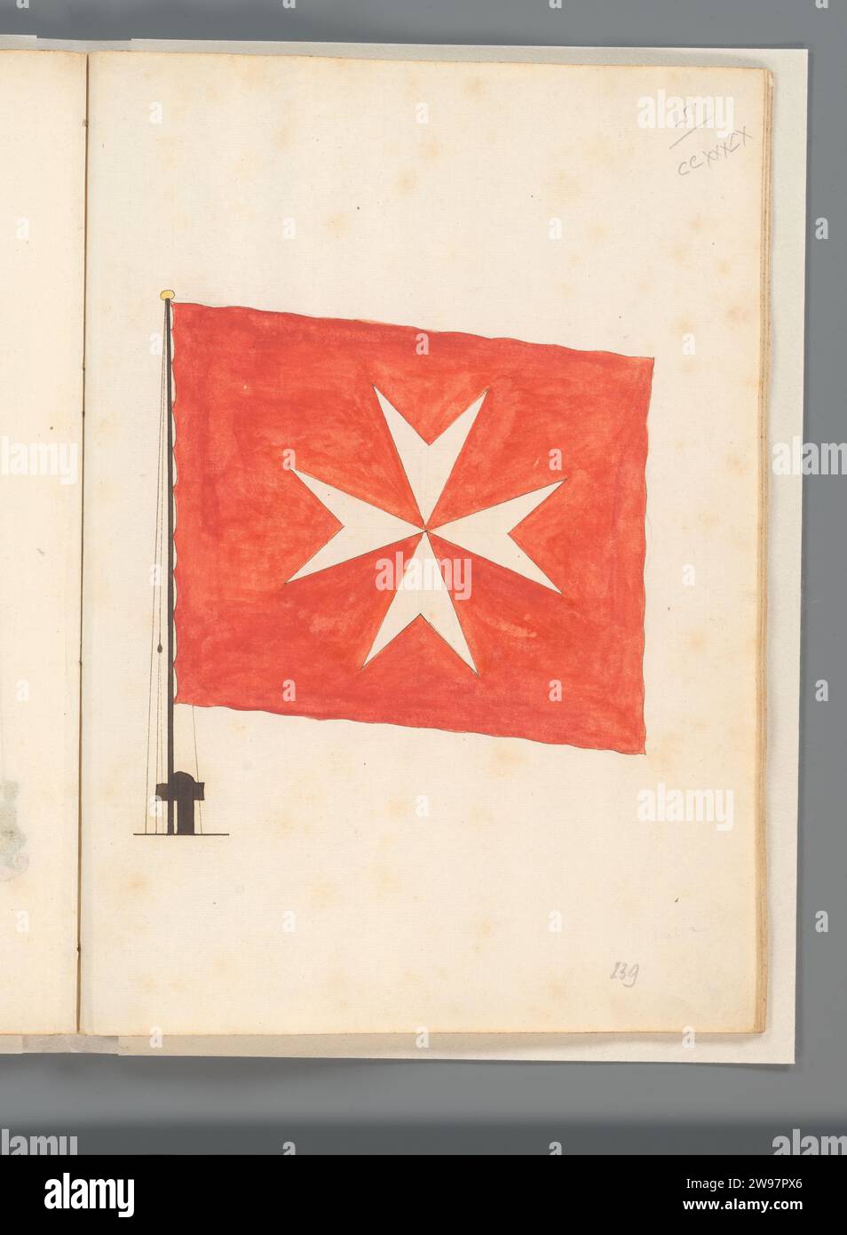 Flag of Malta, Anonymous, 1667 - 1670 drawing Flag of Malta. Red flag ...
