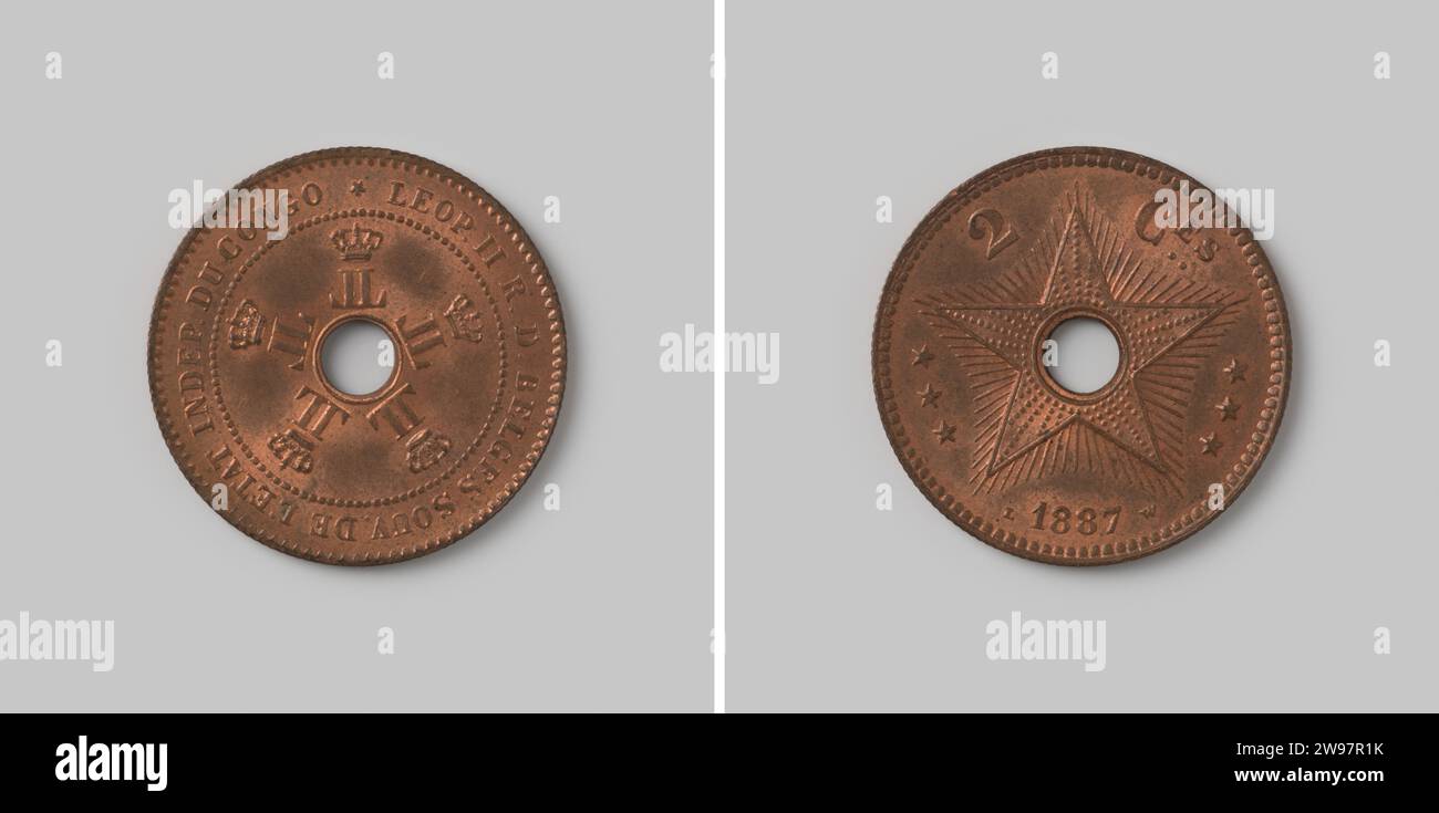 2 centimes from Congo Free State with the Belgian King Leopold II as ...