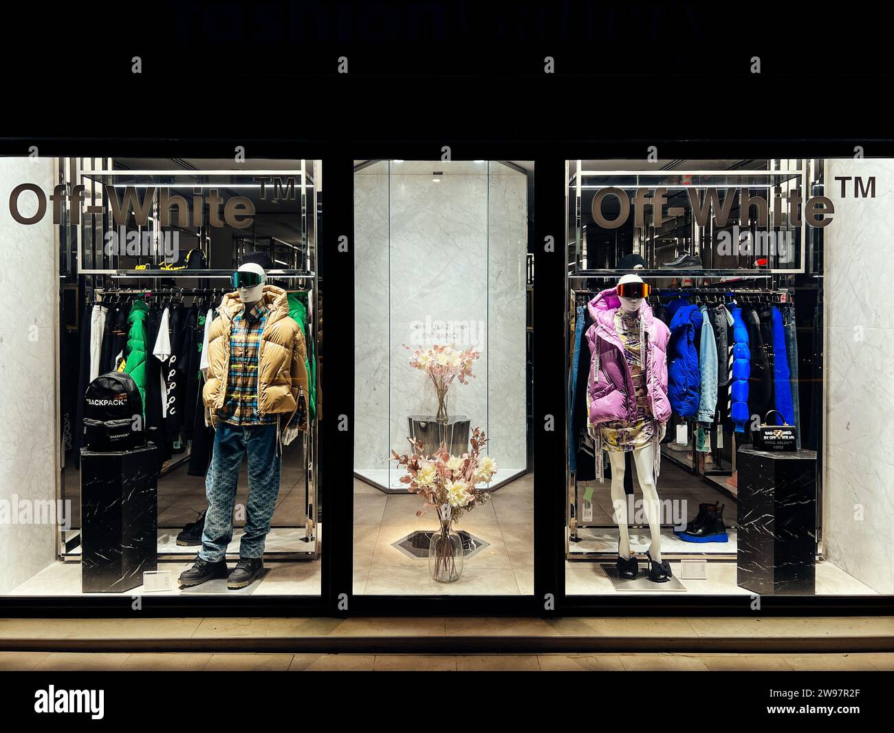 Tivat, Montenegro - 25 december 2022: Shop window with men and women ...