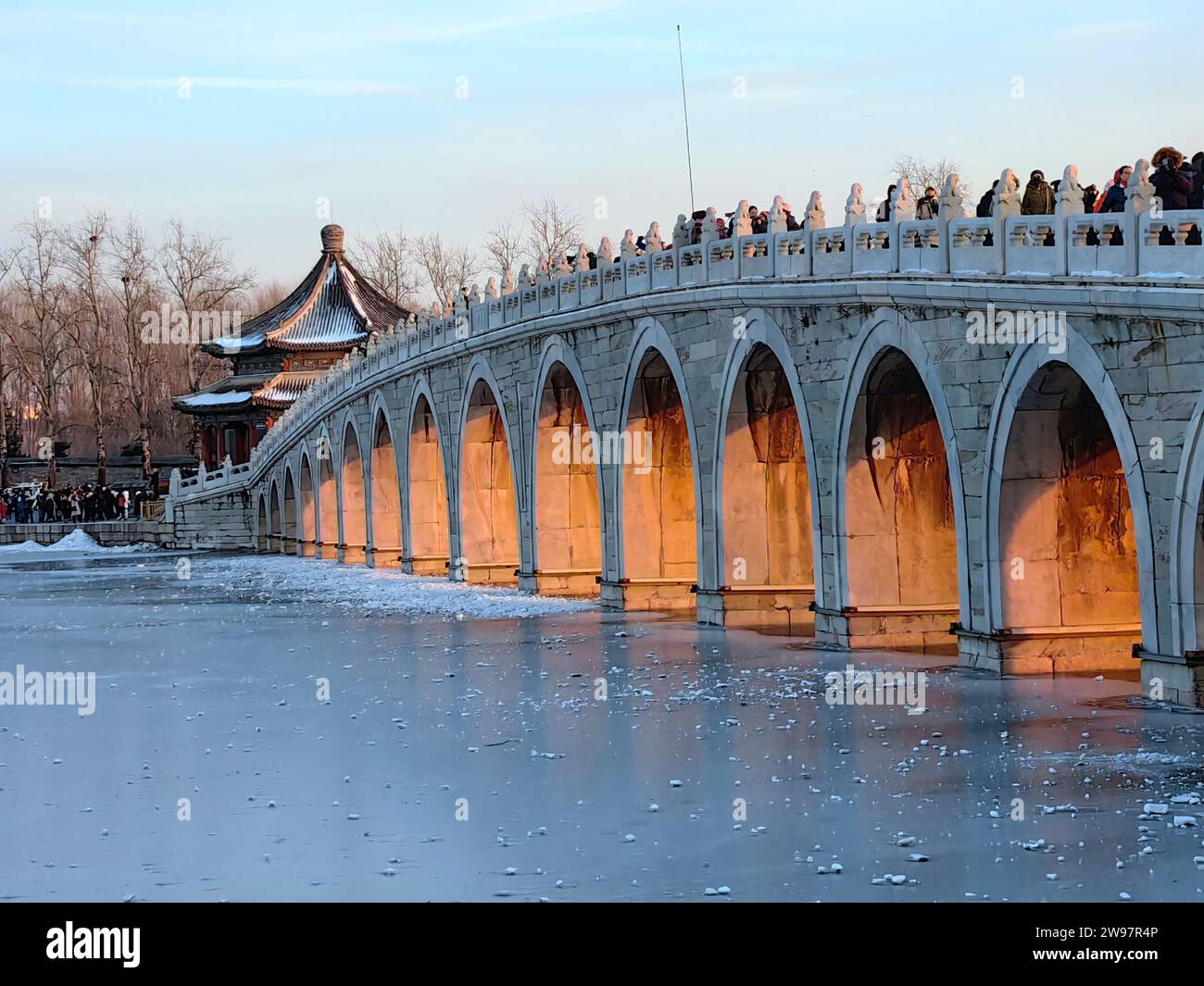 Sunlight directed through the 17 arches of Seventeen Arch Bridge of the ...