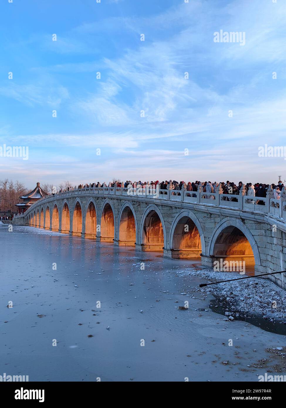 Sunlight directed through the 17 arches of Seventeen Arch Bridge of the ...