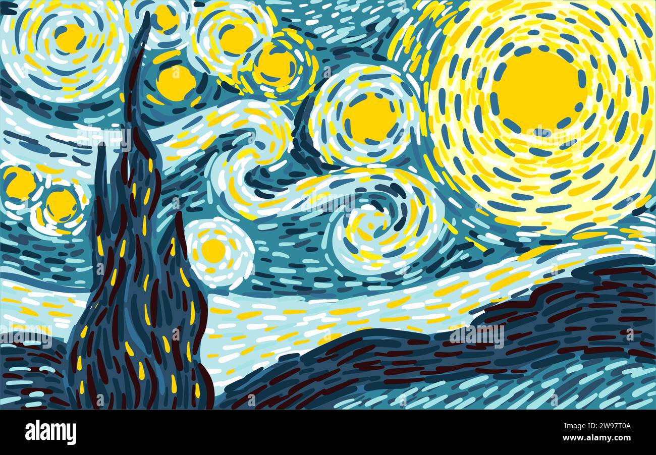 Glowing moon on a blue sky abstract background. hand drawing. Not AI ...