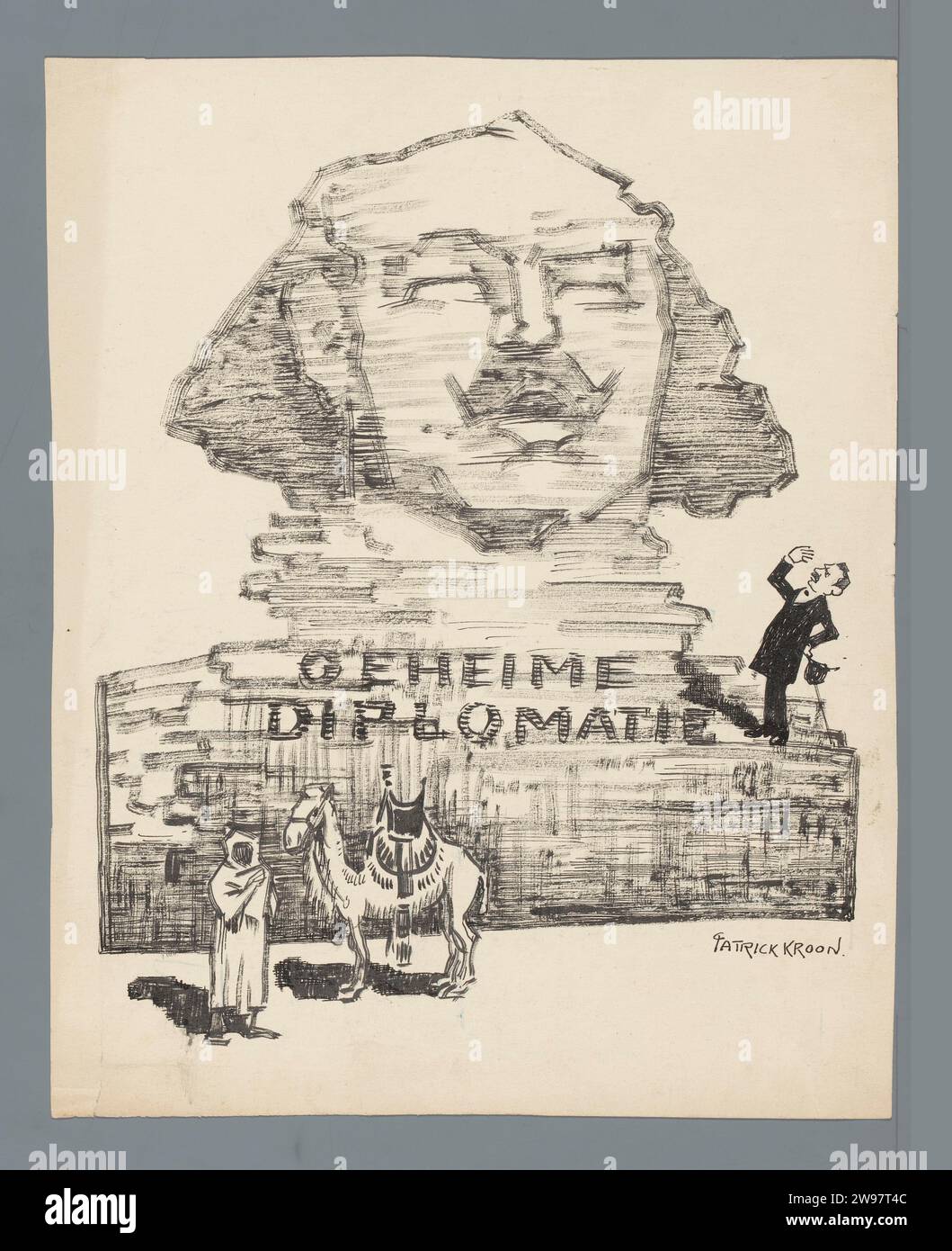 Secret Diplomacy, Patricq Kroon, 1920 - 1930 drawing The Sphinx of Gizh ...