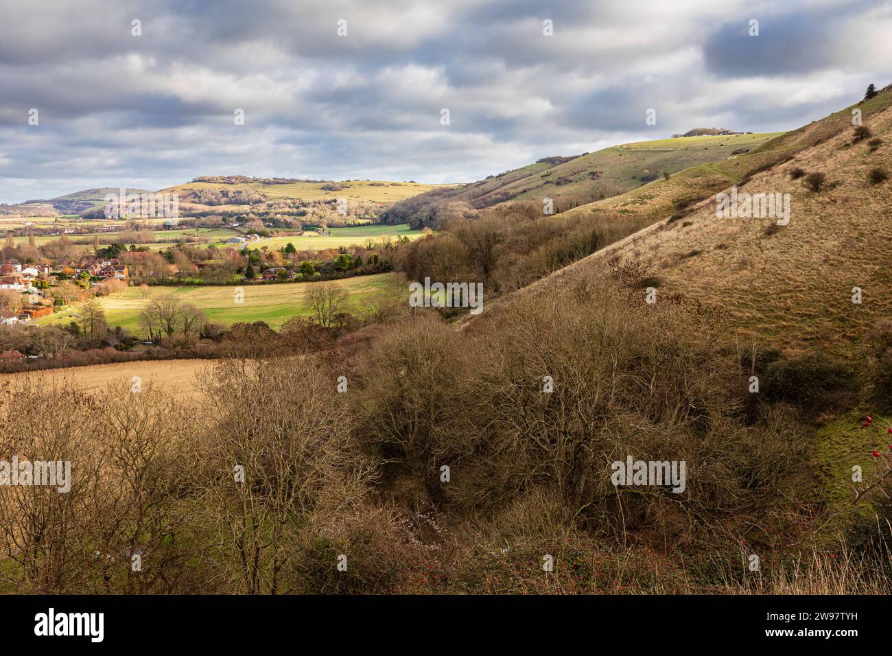 Fine views east from the Fulking escarpment on the south downs West ...