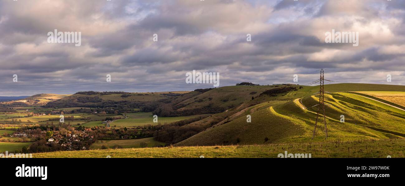 Fine views east from the Fulking escarpment on the south downs West ...