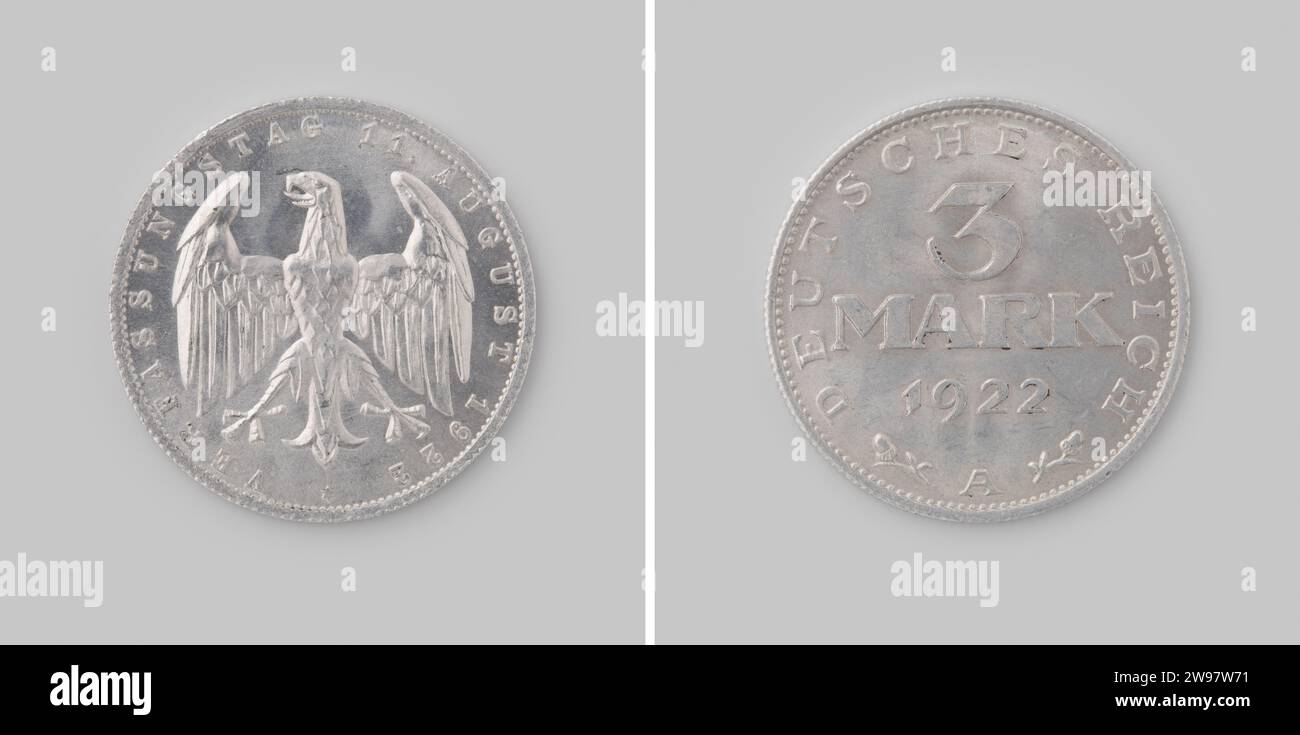 3 Mark from Germany, 1922 ,, 1922 coin Aluminum memorial coin of the ...