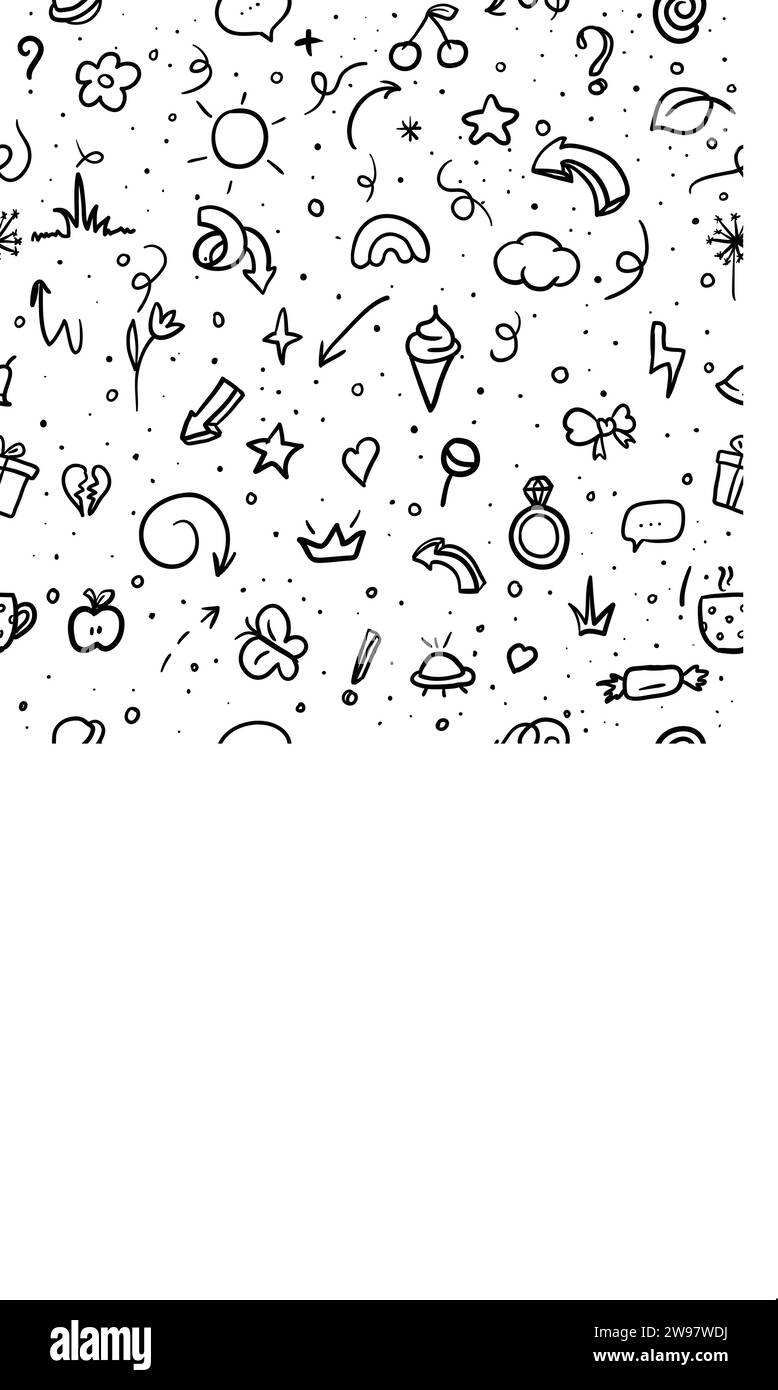 Vector seamless pattern with cute linear doodle elements. Simple ...