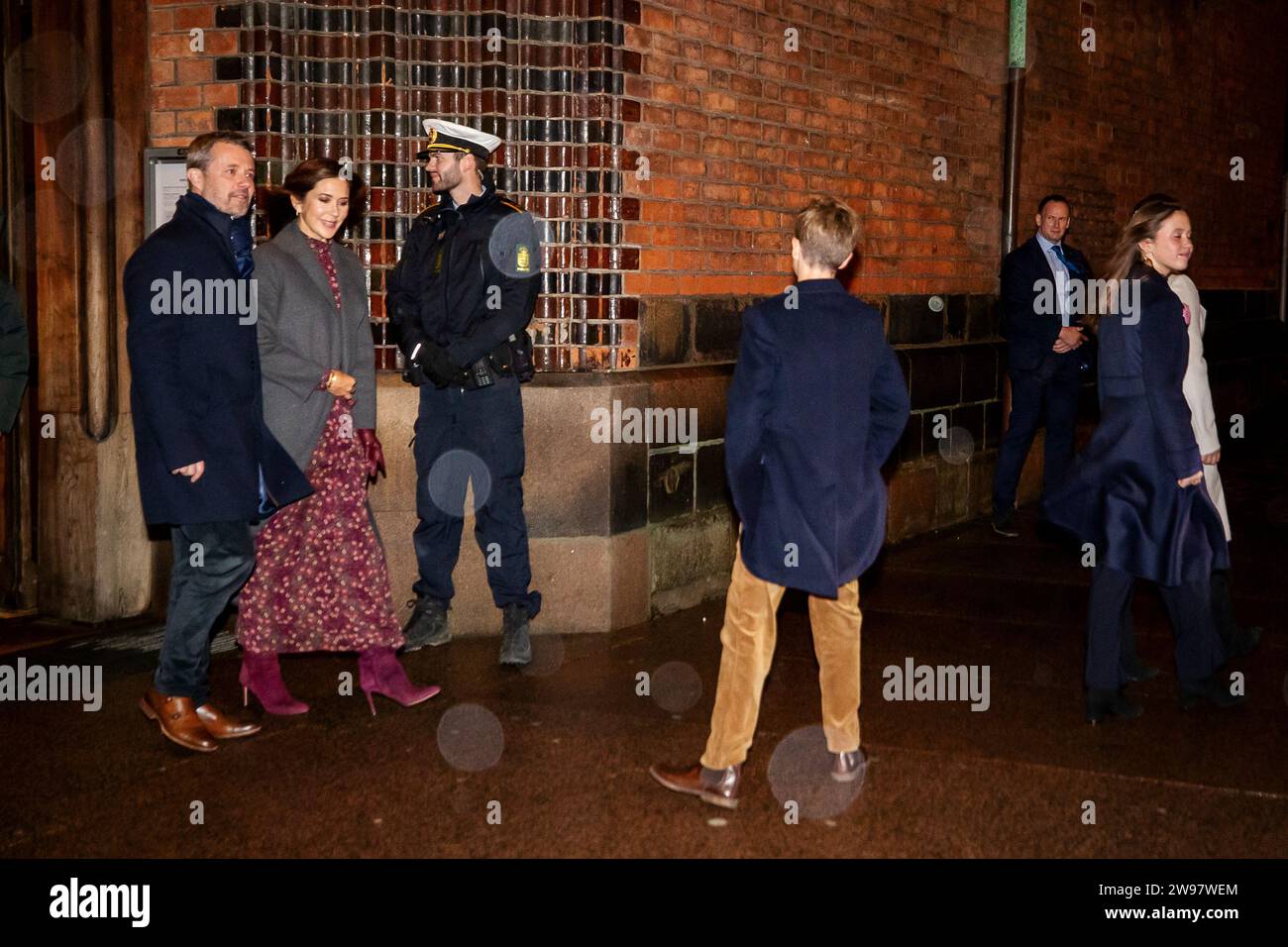 Crown Prince Frederik and Crown Princess Mary leave the Christmas Eve ...