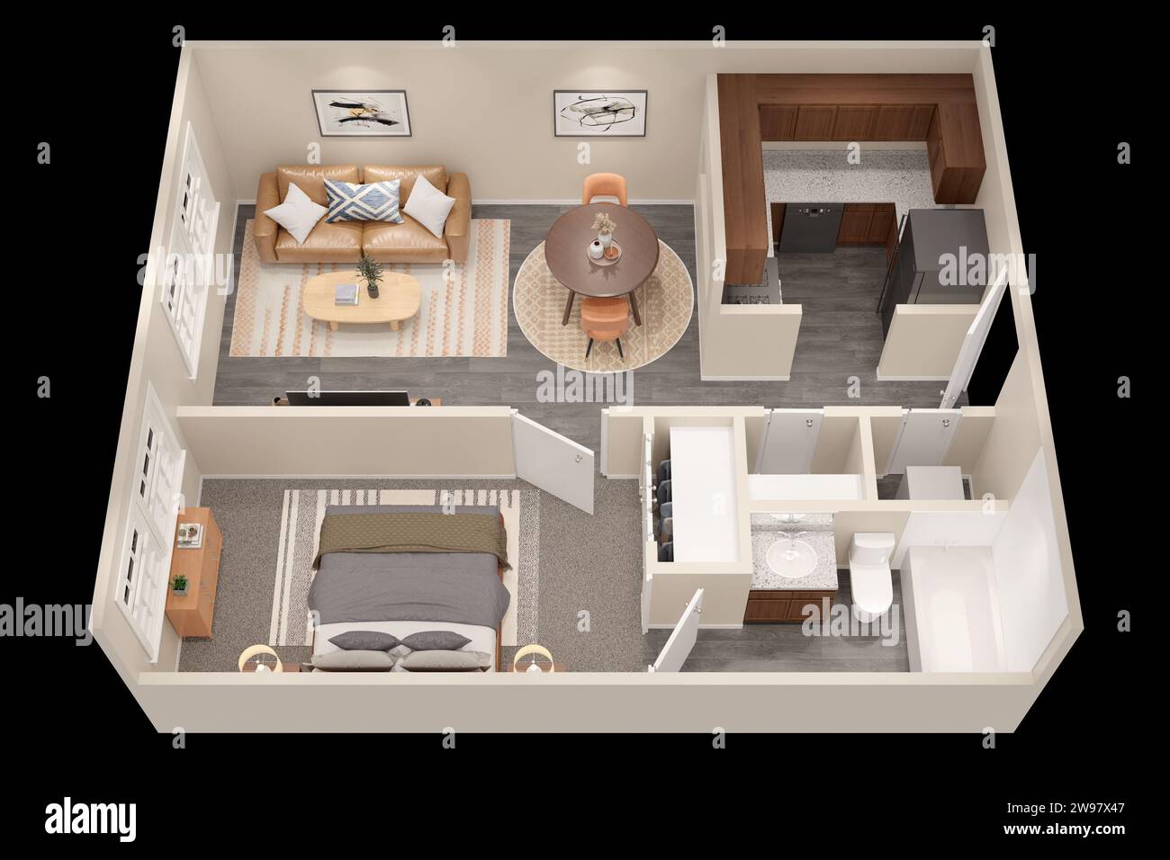 1bhk 2bhk 3bhk and with parking 3D floor plan 3d modelling render ...