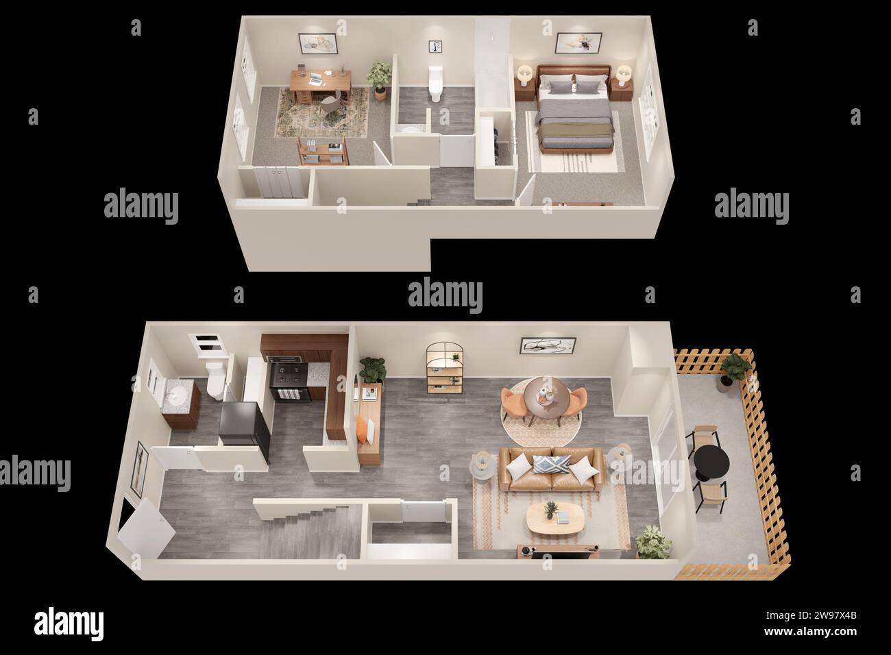 1bhk 2bhk 3bhk and with parking 3D floor plan 3d modelling render ...