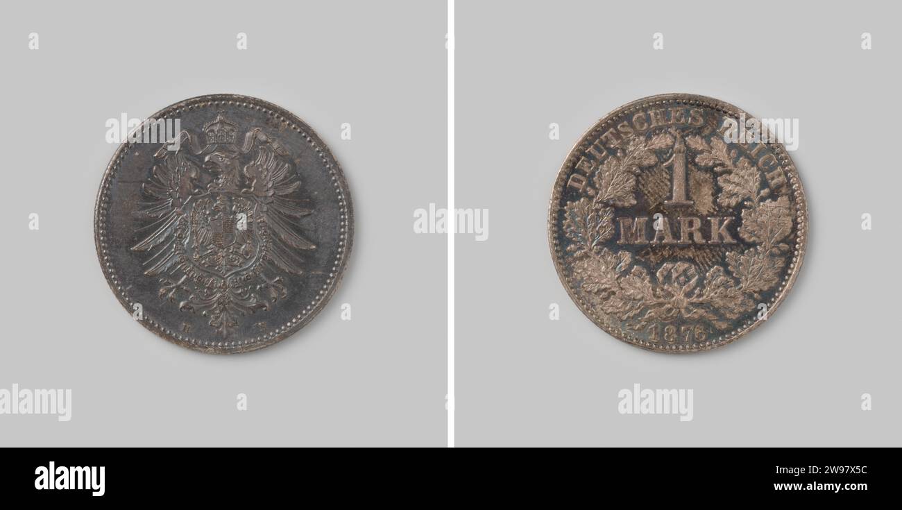 Mark from the German Empire, 1876 ,, 1876 coin Silver coin. Front ...