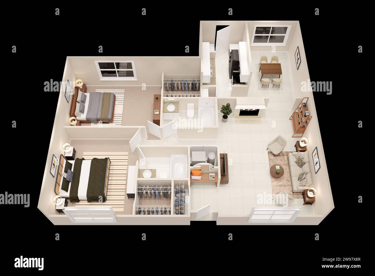 1bhk 2bhk 3bhk and with parking 3D floor plan 3d modelling render ...