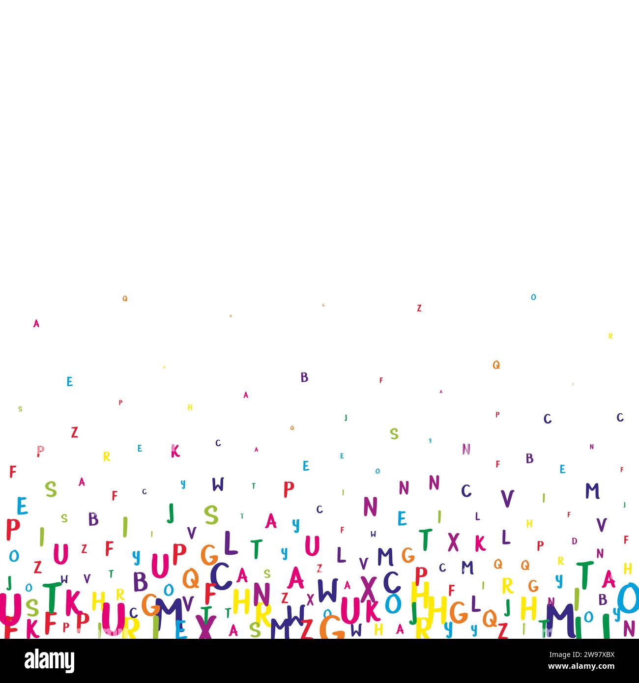 Scattered letters of latin alphabet. Colorful childish floating ...