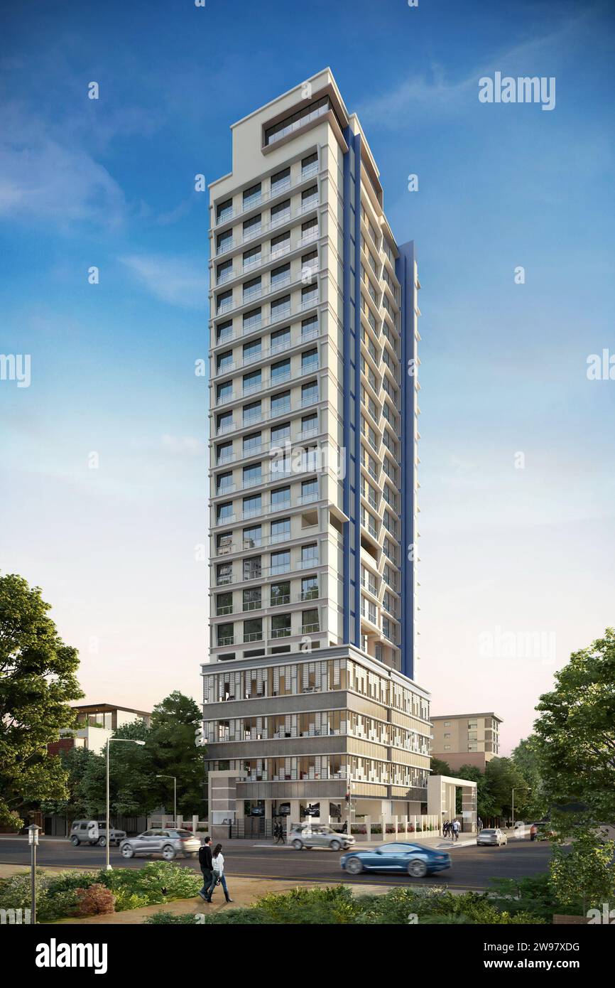 Modern High-Rise Apartment Building in Urban Metropolitan Area Stock ...