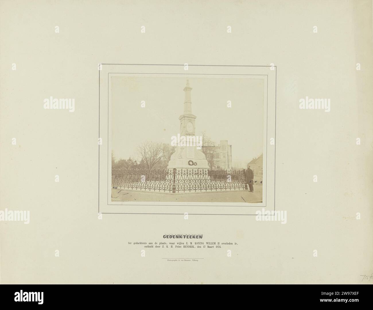 Memorial in memory of the place, where the late Z.M. Koning Willem II ...