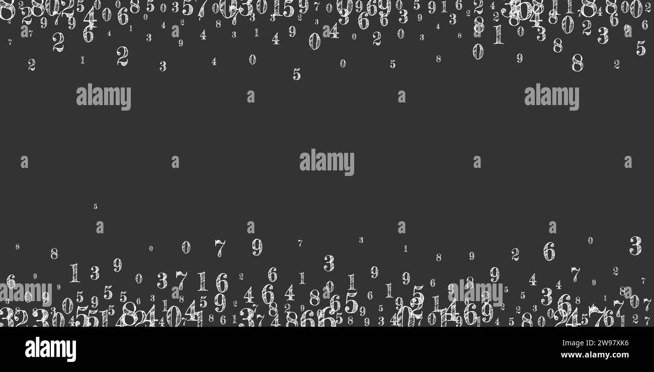 Concept of school background. White chalk numbers and digits falling ...