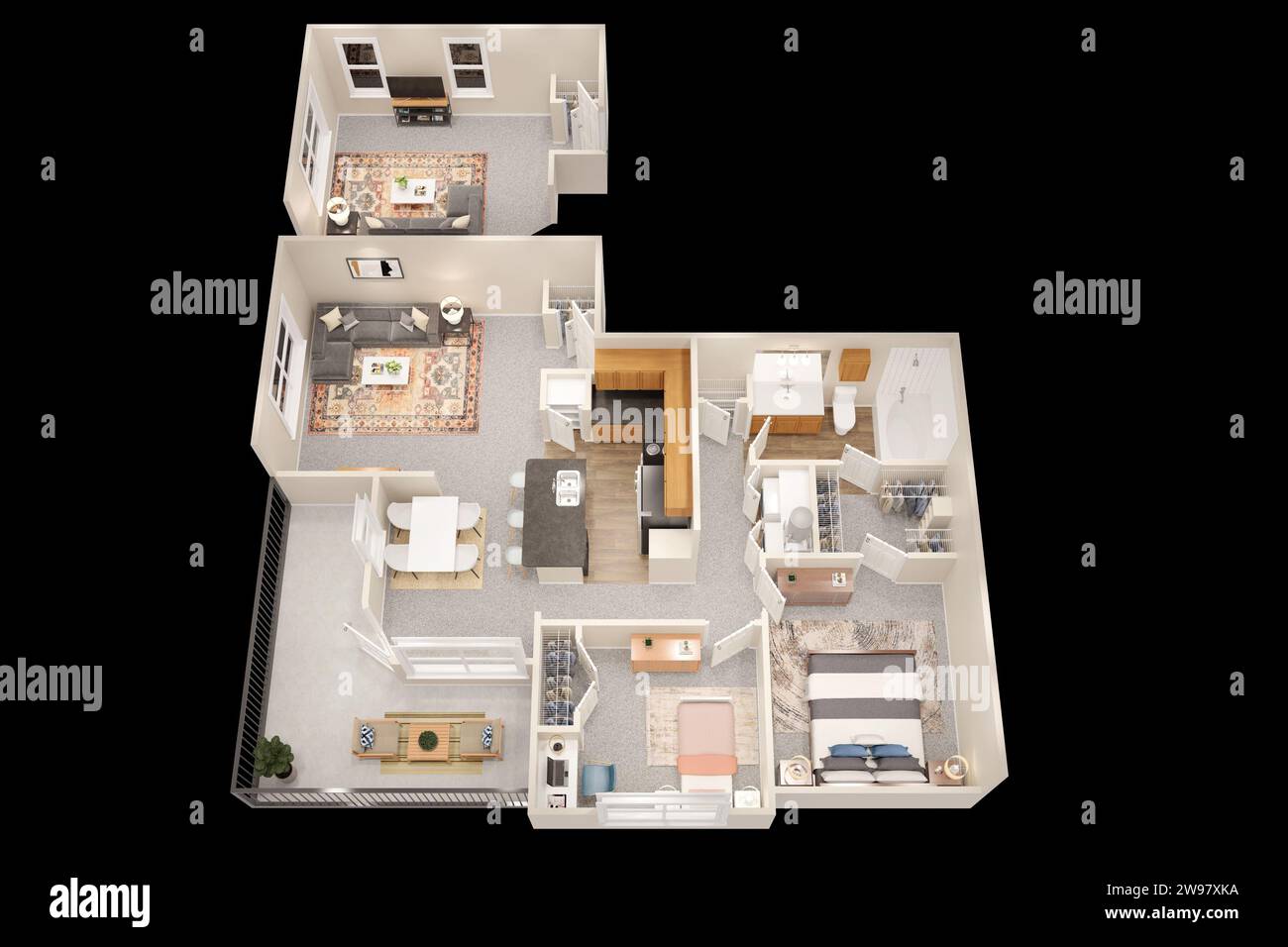 1bhk 2bhk 3bhk and with parking 3D floor plan 3d modelling render ...