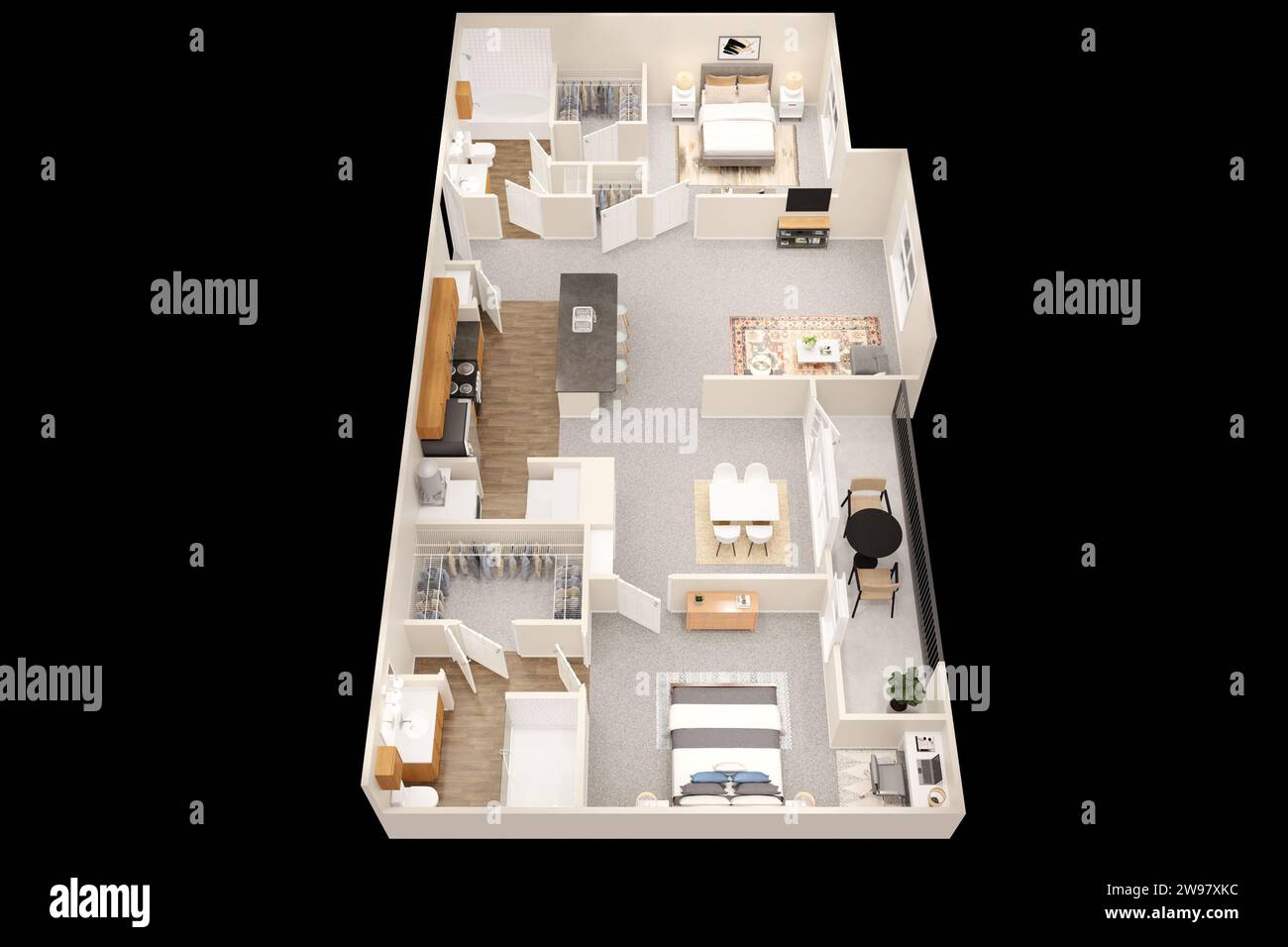 1bhk 2bhk 3bhk and with parking 3D floor plan 3d modelling render ...