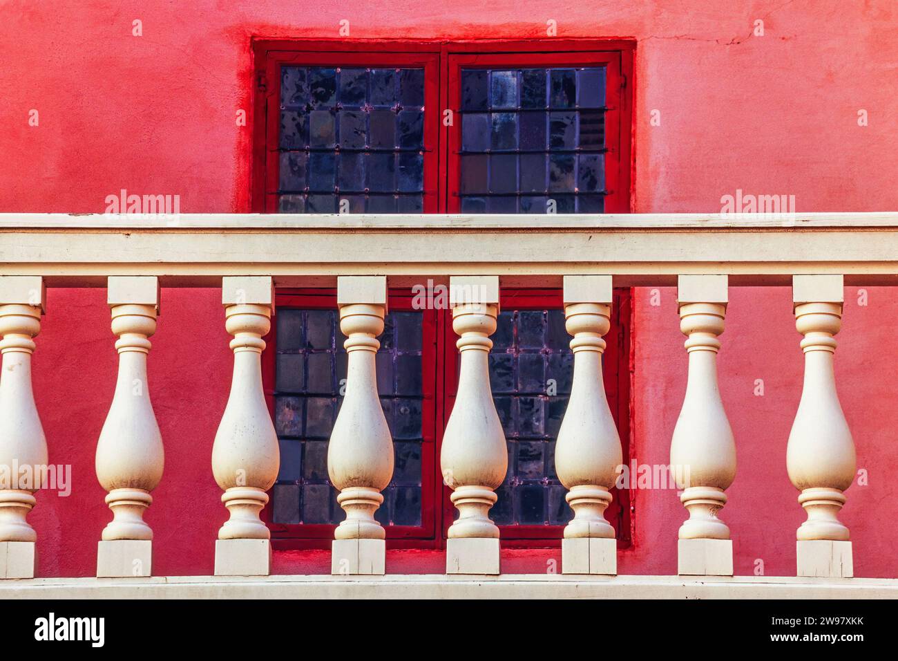 Balustrade with a leaded window in an old castle Stock Photo - Alamy