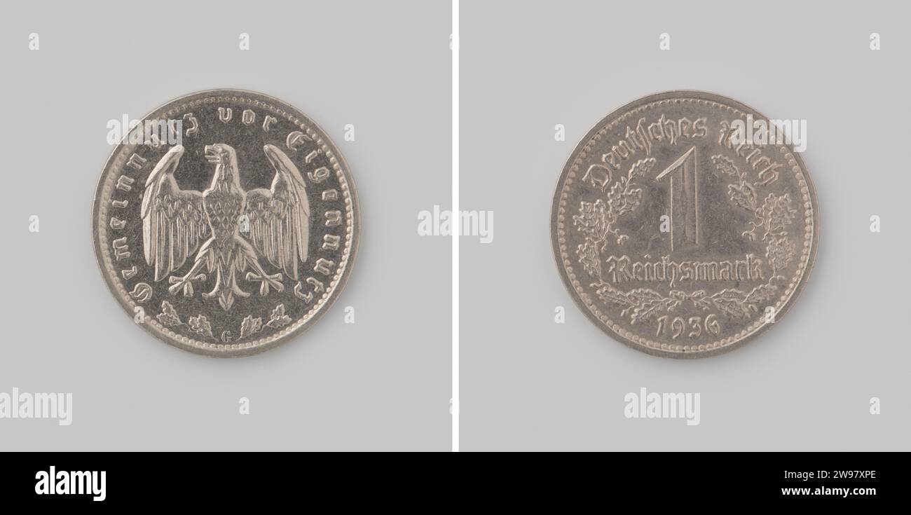 Reichsmark from Germany, Third Reich, 1936 ,, 1936 coin Nickel. Front ...