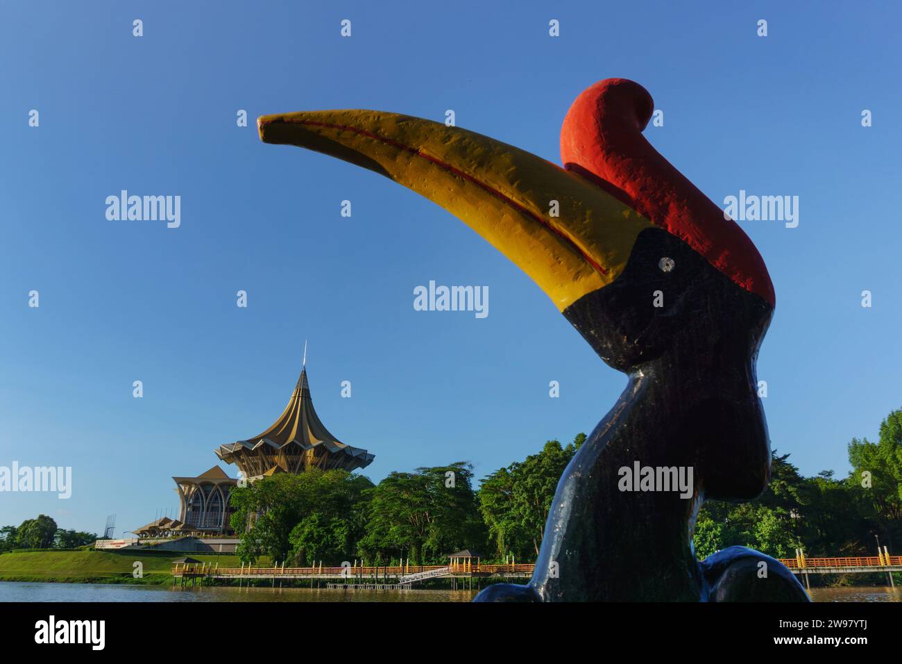 The replica of a hornbill, the official icon of Sarawak and the Sarawak ...