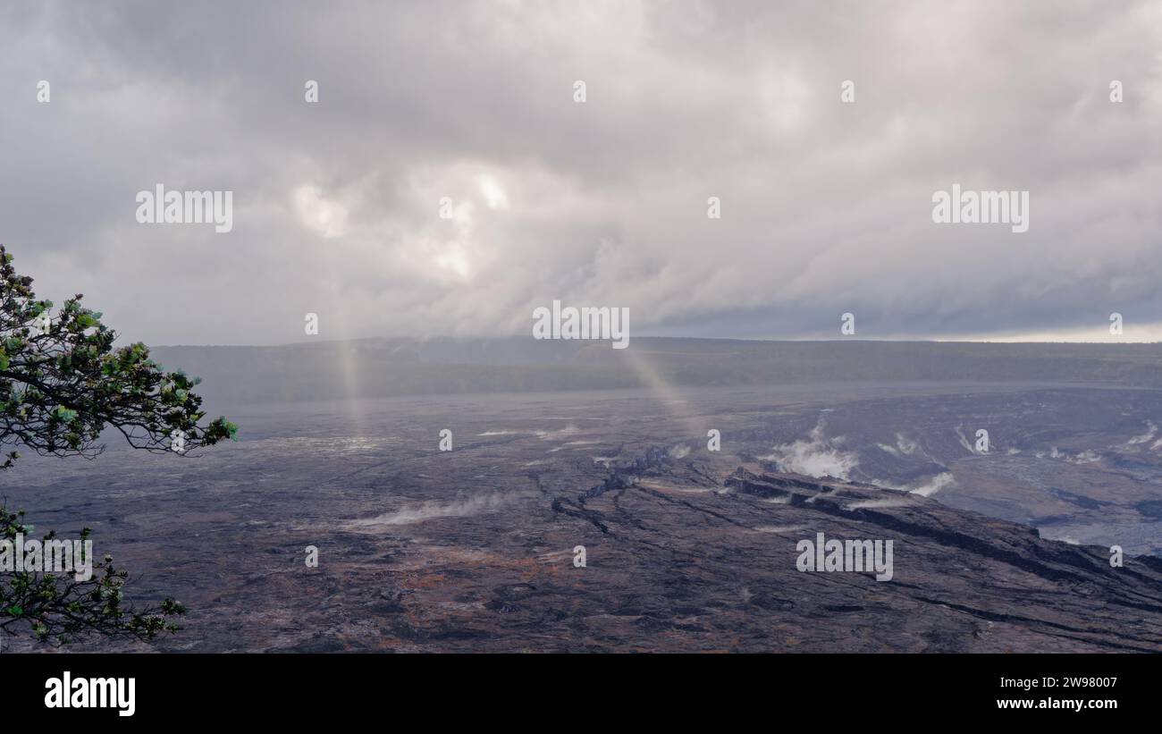 An aerial view of the summit of Kilauea Volcano, in Hawaii Volcanoes ...