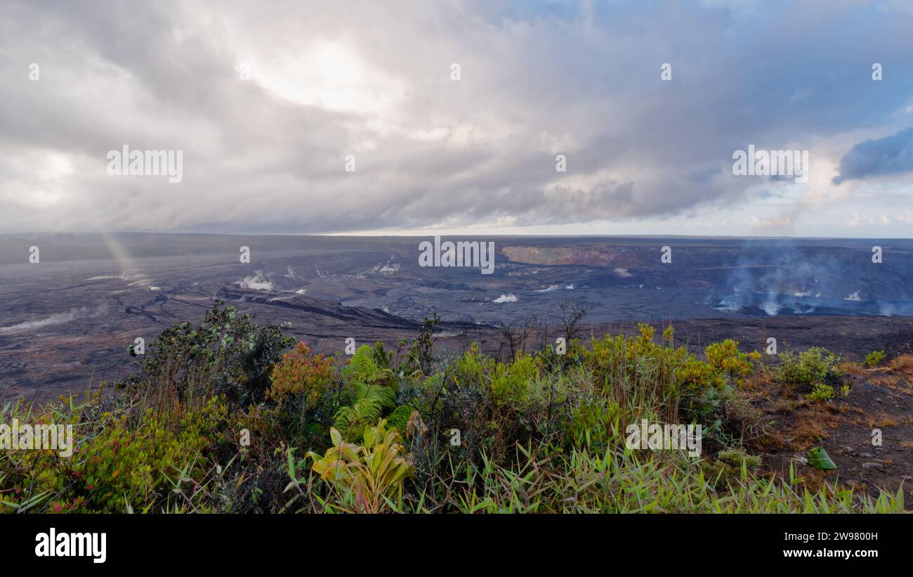 An aerial view of the summit of Kilauea Volcano, in Hawaii Volcanoes ...