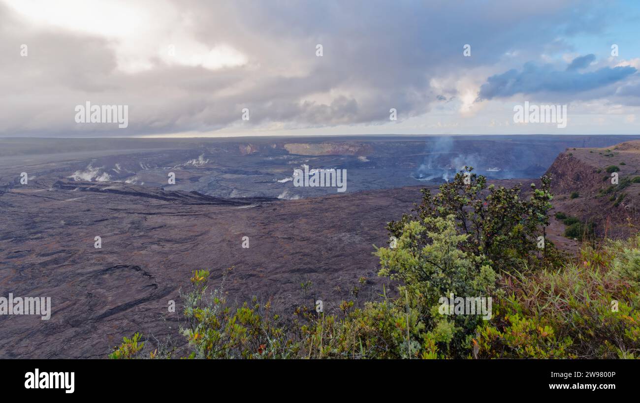 An aerial view of the summit of Kilauea Volcano, in Hawaii Volcanoes ...