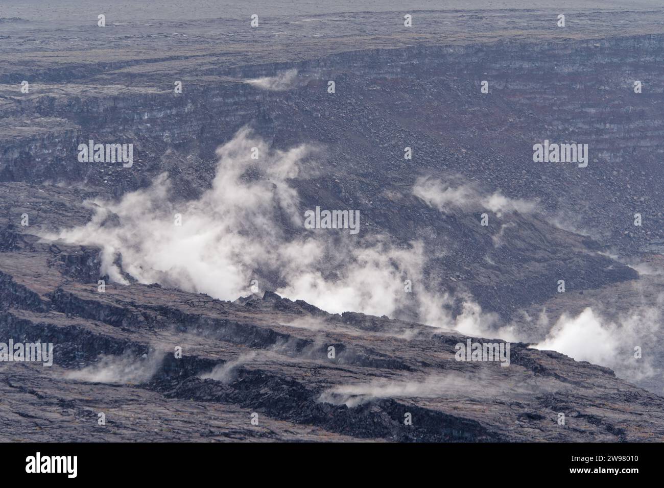 An aerial view of the summit of Kilauea Volcano in Hawaii Volcanoes ...