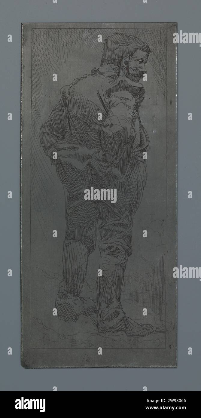 Man with hands on his back, 1881 - 1934 zinc etching Stock Photo - Alamy