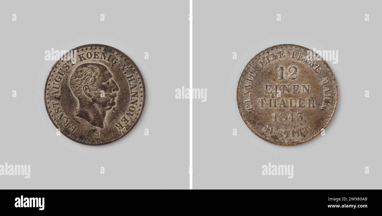 Twelfth taler from the Kingdom of Hanover of Ernst August, 1843 ,, 1843 ...