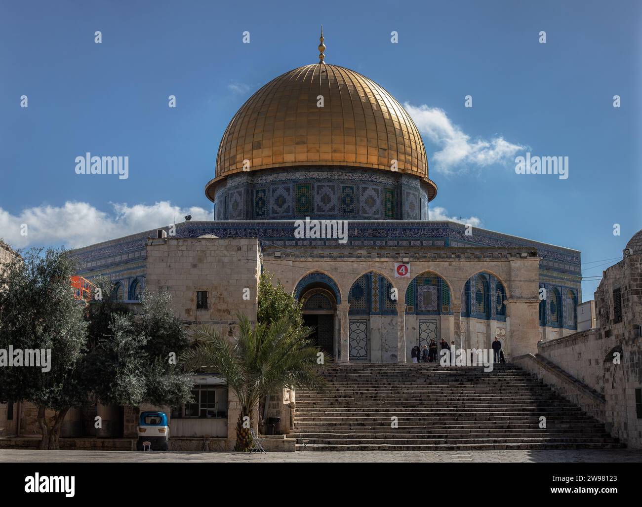 An exterior view of the entrance to the iconic Dome of the Rock Mosque ...