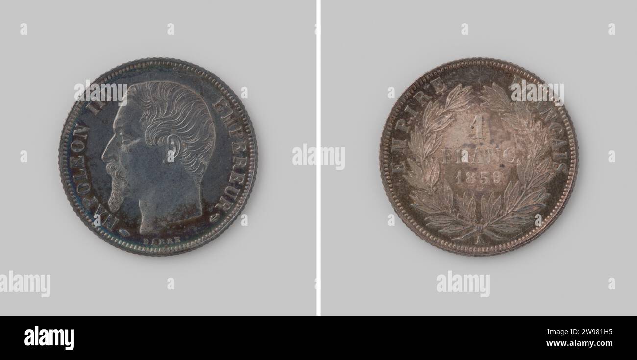 Franc from the Empire France by Napoleon III, 1859 ,, 1859 coin Silver ...