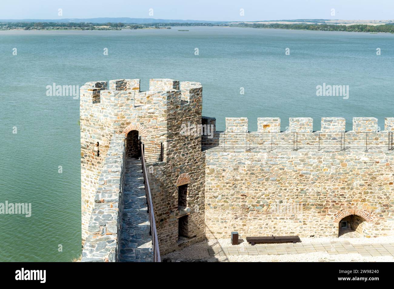 Medieval Ram fortress on the bank of Danube river in Serbia on a ...