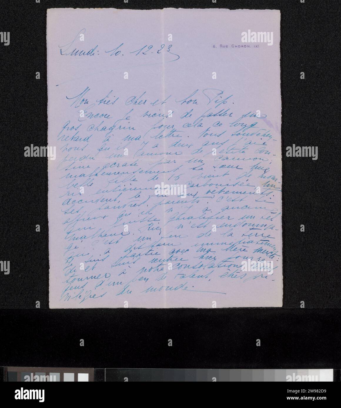 Letter to Philip Zilcken, 1923 letter Paris paper. ink writing ...