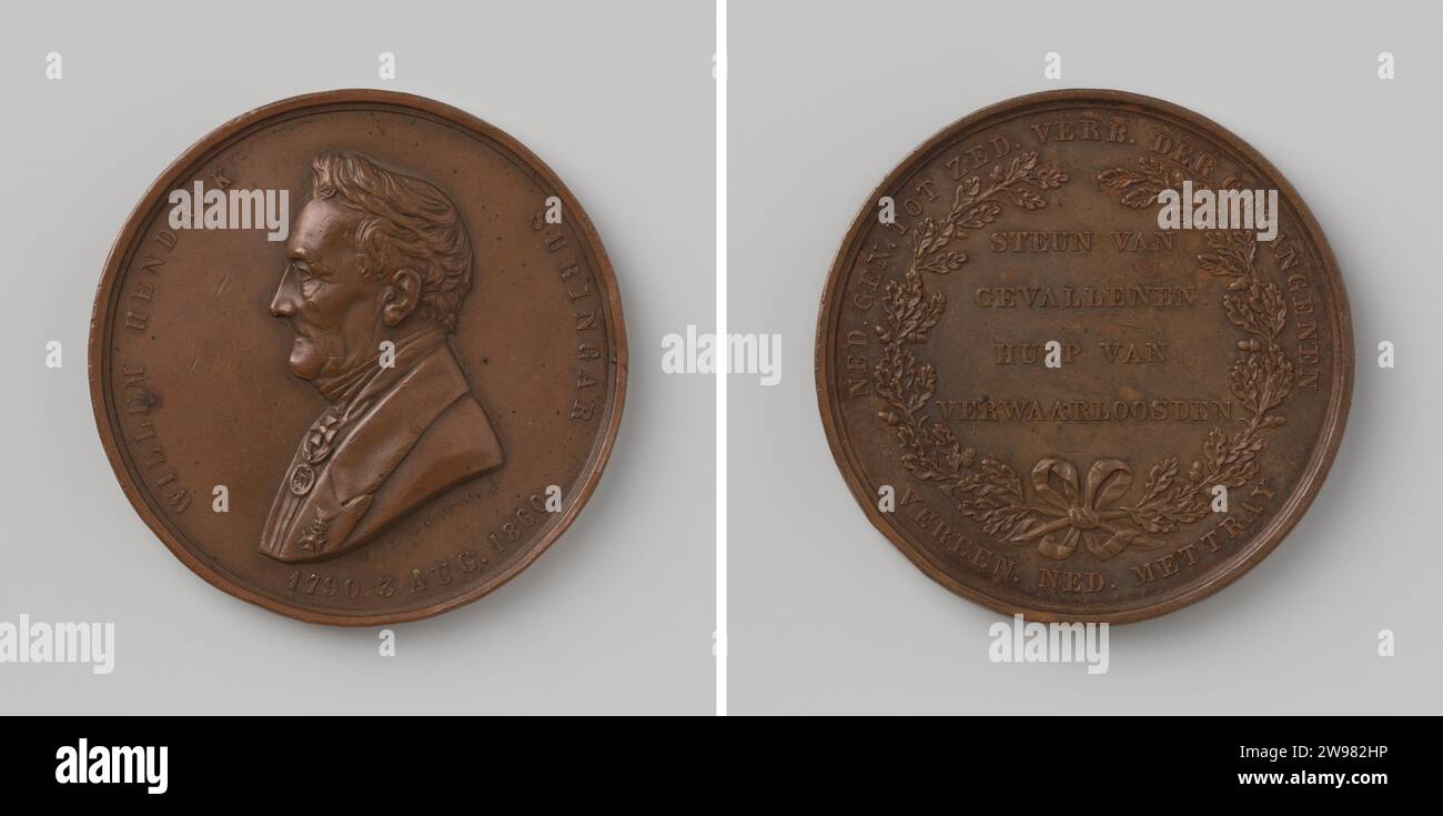 Seventieth birthday of Willem Suringar, Samuel Cohen Elion, 1860 Bronze ...