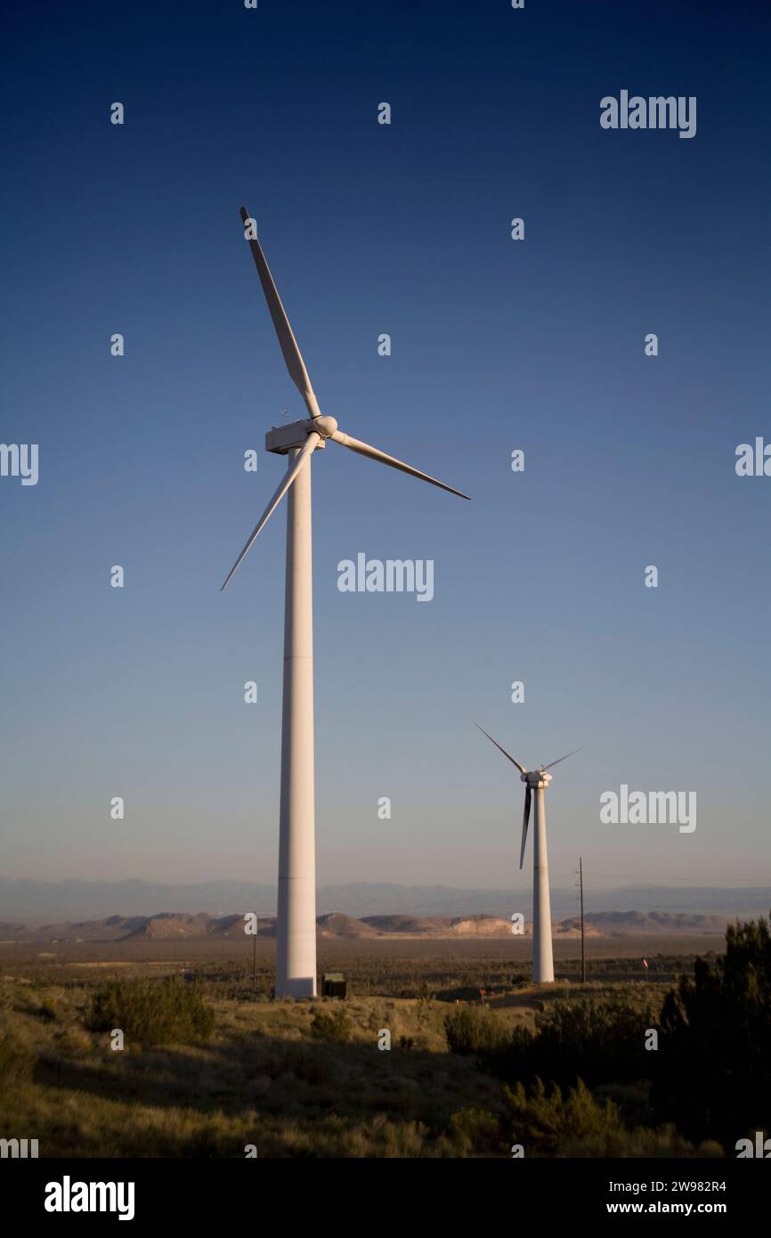 Two windmills near Mojave CA Stock Photo - Alamy