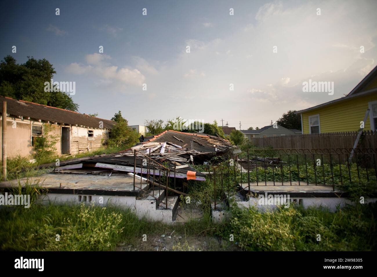 A flattened house. Remnant of the devastation from Hurricane Katrina ...