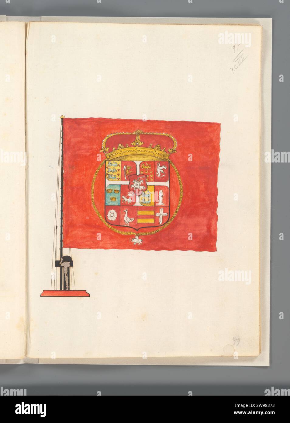 Flag of Denmark, Anonymous, 1667 - 1670 drawing Flag of Denmark. The ...