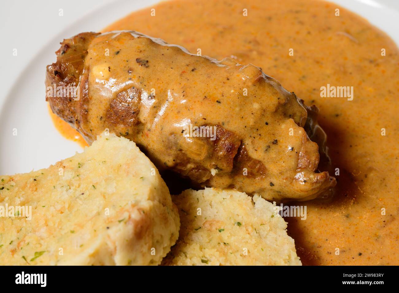Beef Roulade or Rindsroulade with Semmelknodel Dumpling, Sour Cream ...