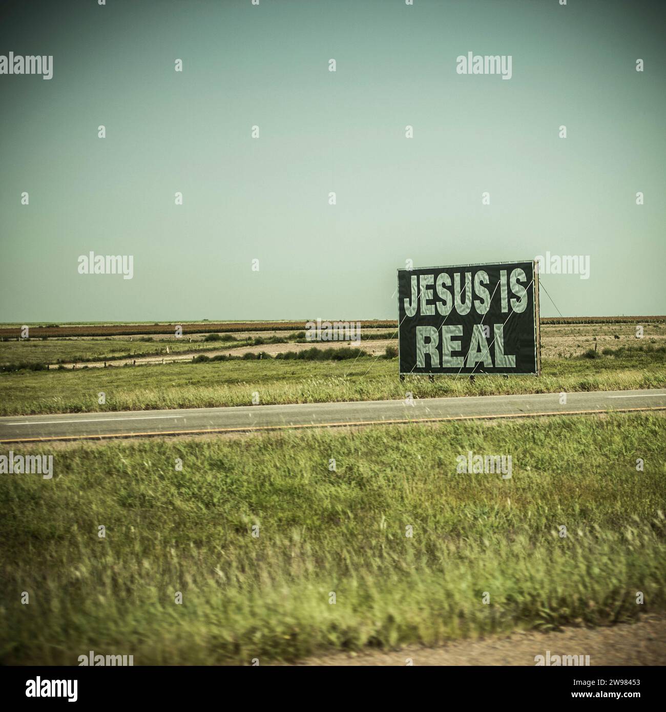 A large billboard proclaiming that Jesus is real Stock Photo - Alamy
