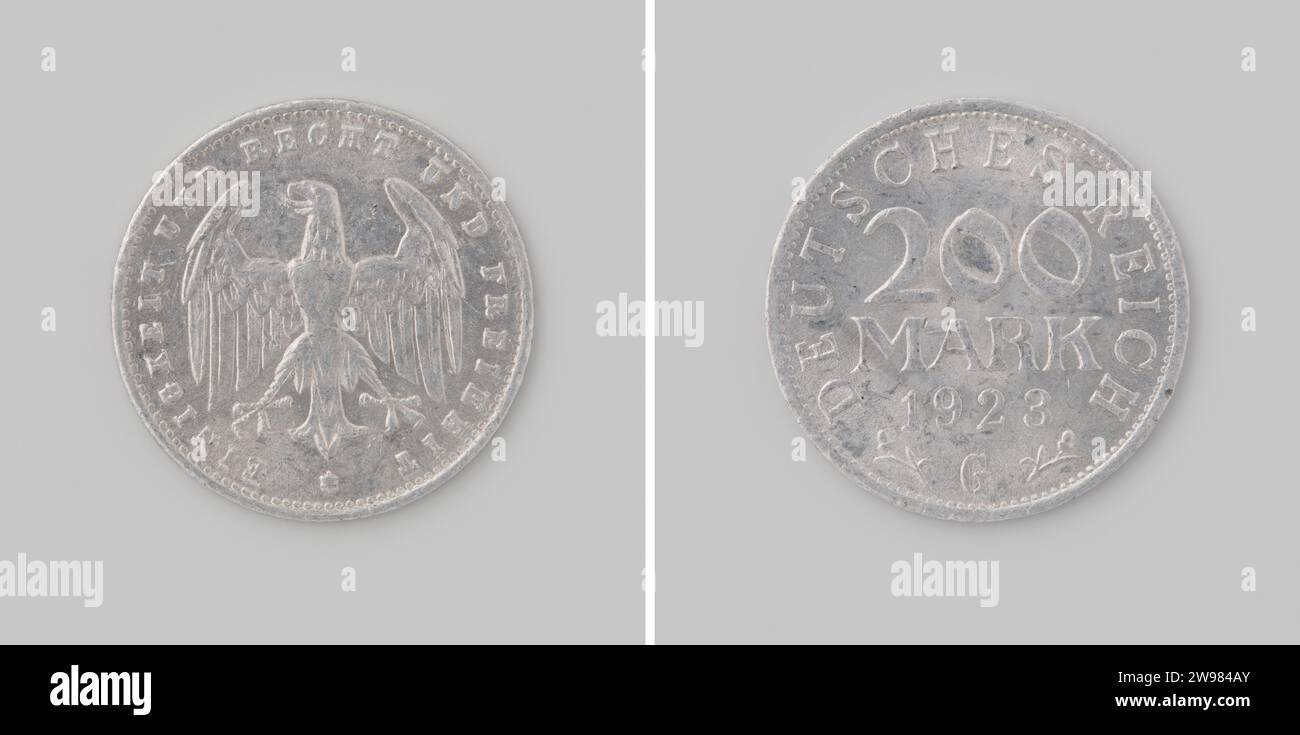 200 Mark from Germany, 1923 ,, 1923 coin Aluminum mint. Front: ankle ...