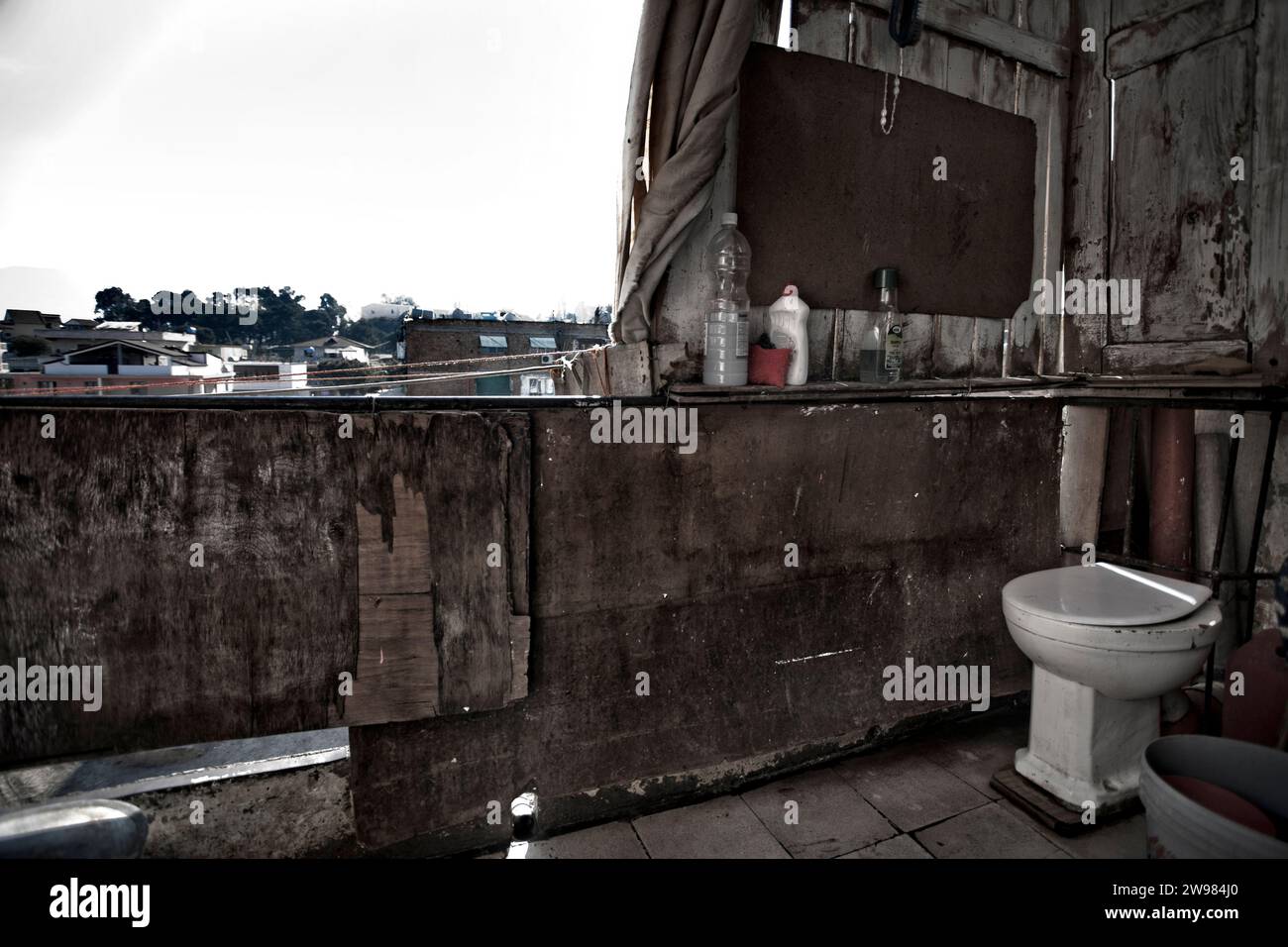 An outdoor toilet in one of the poorest part of Albania,Institut ...